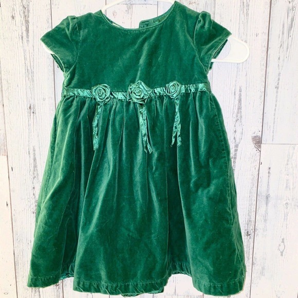 Unbranded | Dresses | Vintage Toddler Girls Green Velvet Dress 3t ...